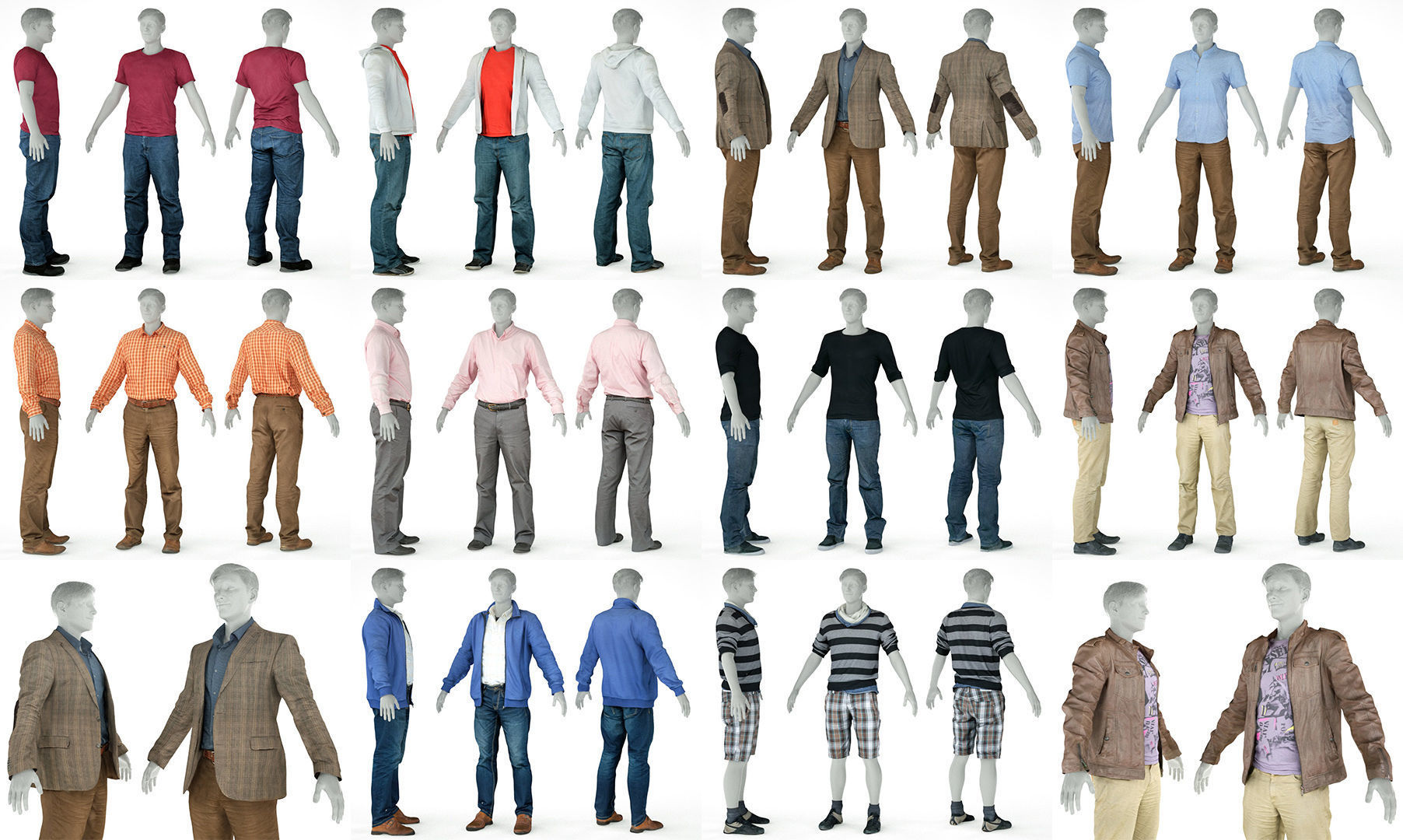 3D Model Collection 10 Casual Male Outfits V4 VR / AR / low-poly | CGTrader
