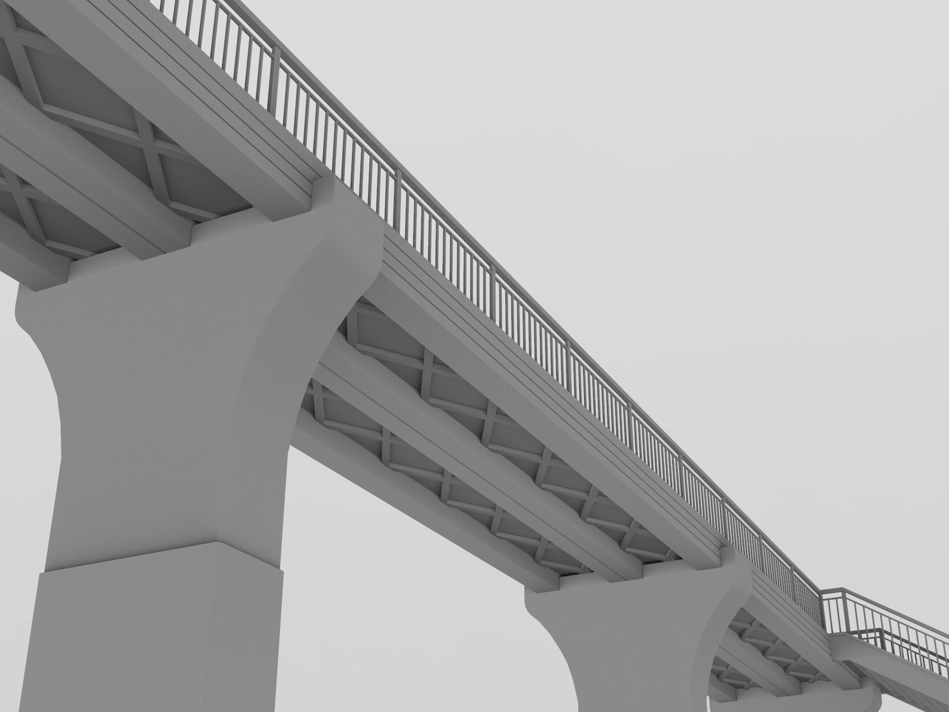 Overpass bridge with stairs leading up to it 3D model | CGTrader