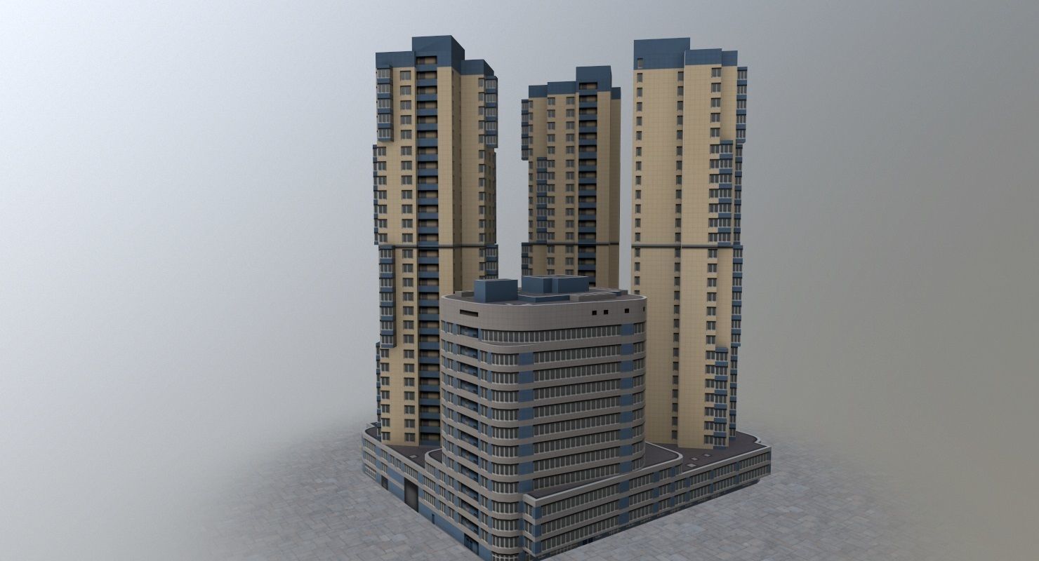 3D model High Rise Buildings Pack VR / AR / low-poly | CGTrader