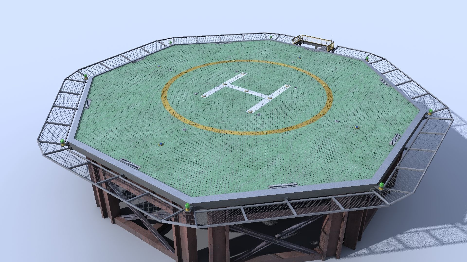 3D model Helicopter industrial landing pad - helipad - airfield VR / AR ...