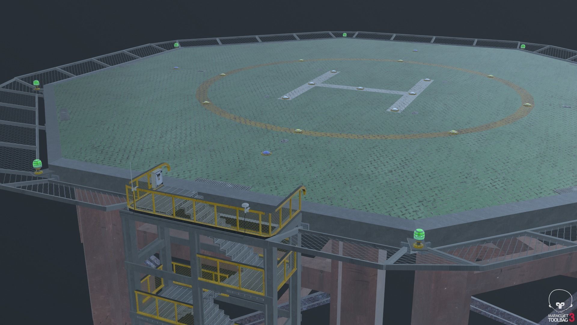 3D model Helicopter industrial landing pad - helipad - airfield VR / AR ...