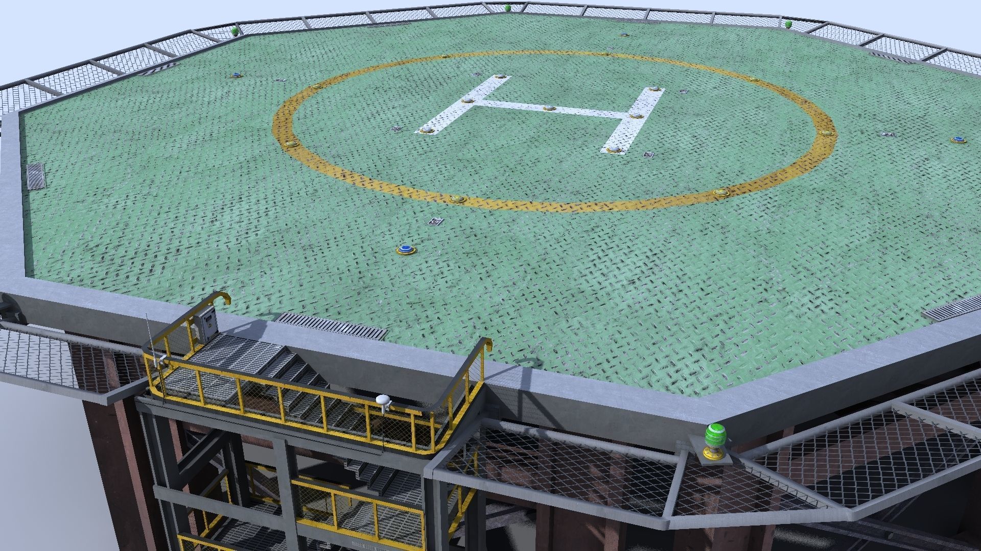 3D model Helicopter industrial landing pad - helipad - airfield VR / AR ...