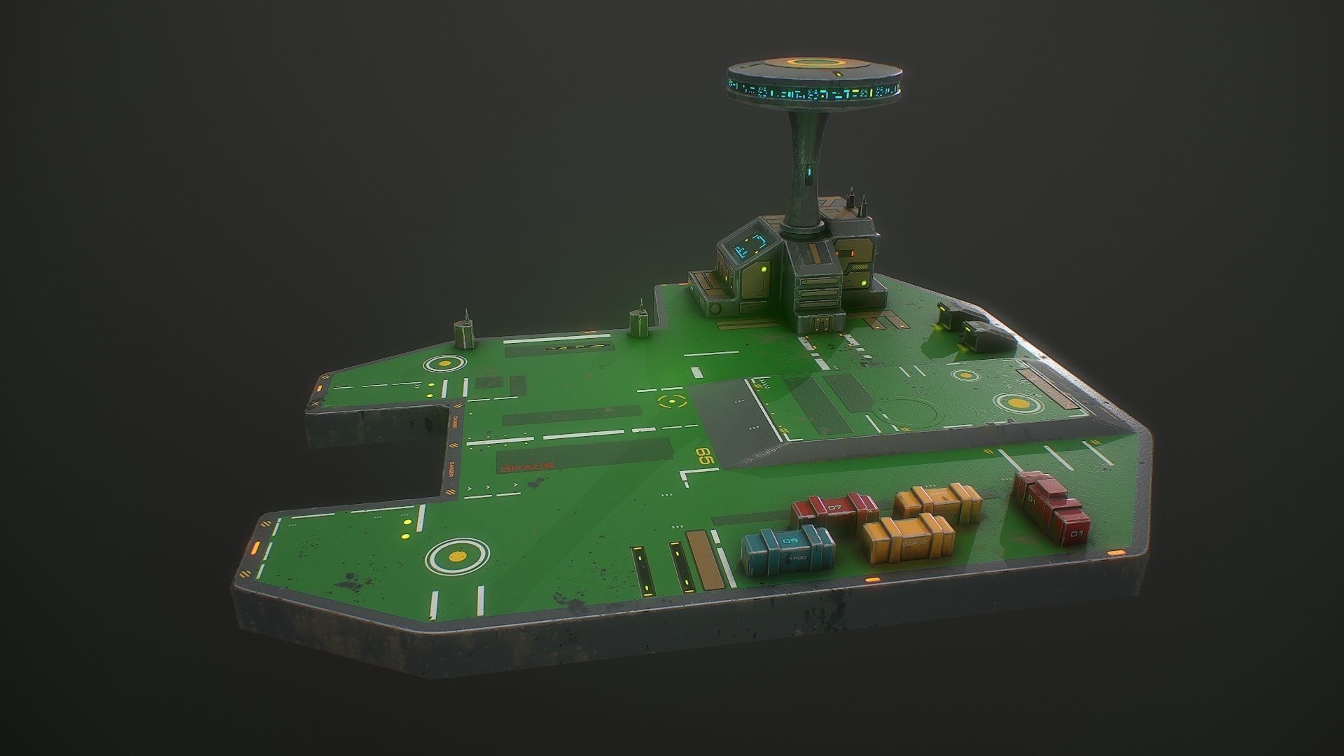 3D model Low poly sci fi airport environment asset VR / AR / low-poly ...