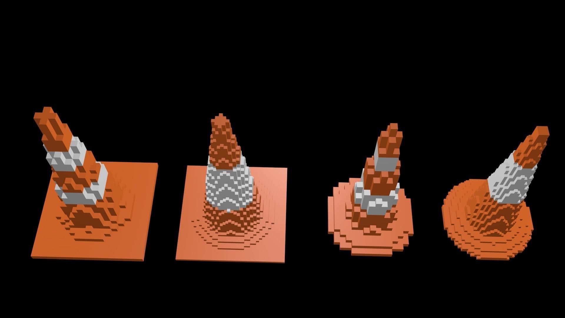 Traffic Cone Pack voxel 3D model | CGTrader