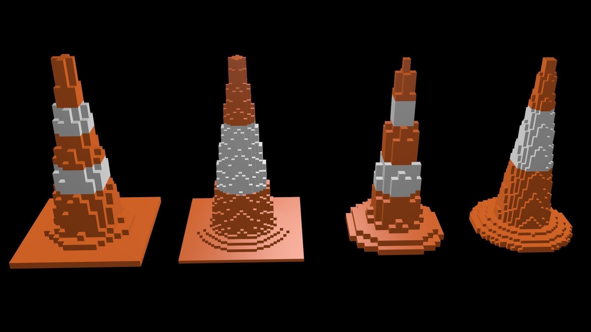 Traffic Cone Pack voxel 3D model | CGTrader