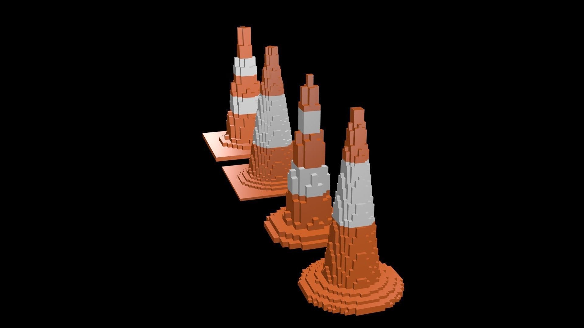 Traffic Cone Pack voxel 3D model | CGTrader