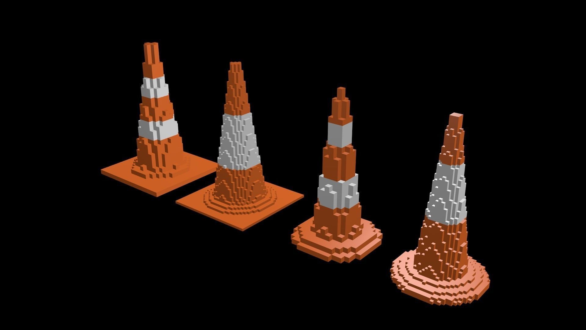 Traffic Cone Pack voxel 3D model | CGTrader