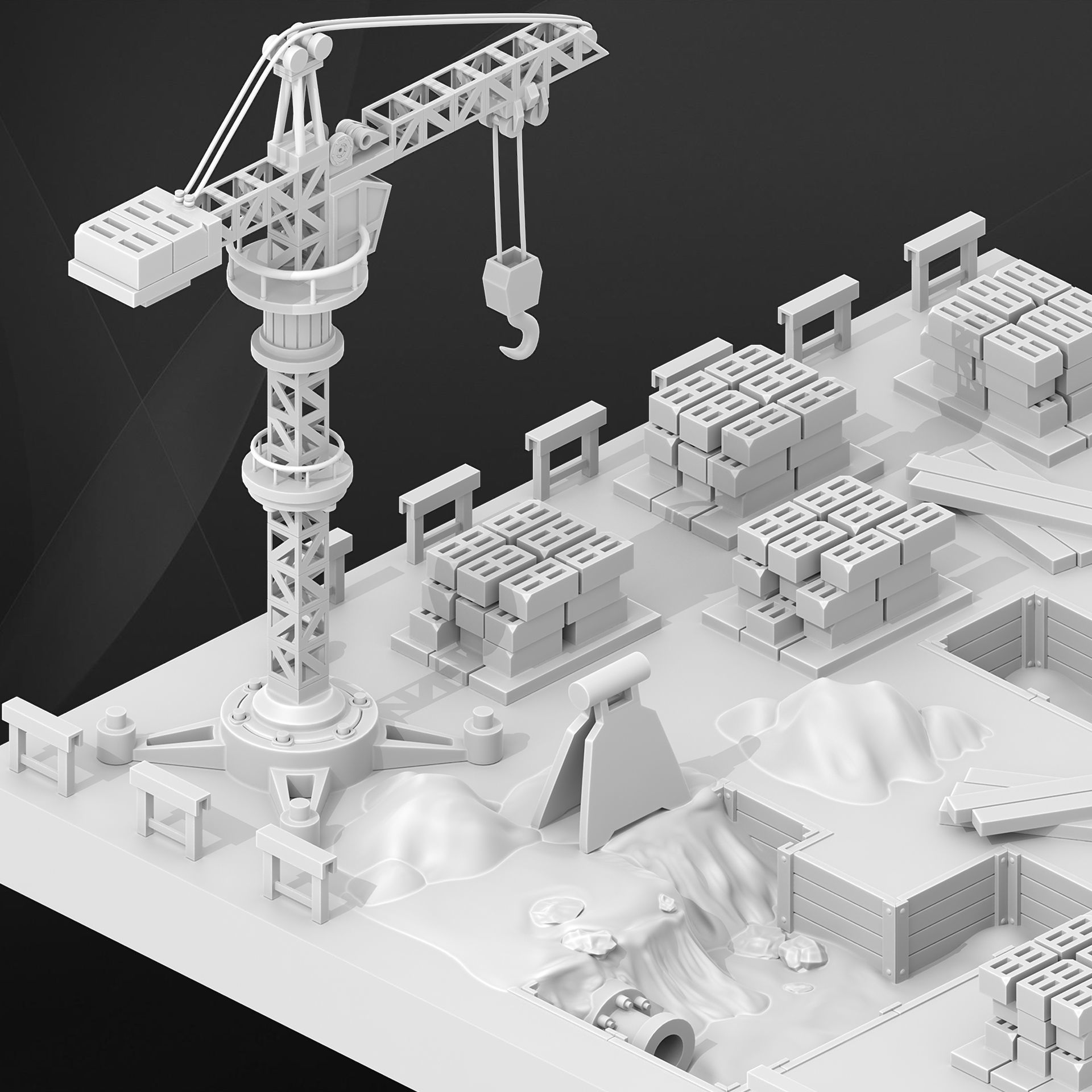 Isometric game construction set 3D model | CGTrader
