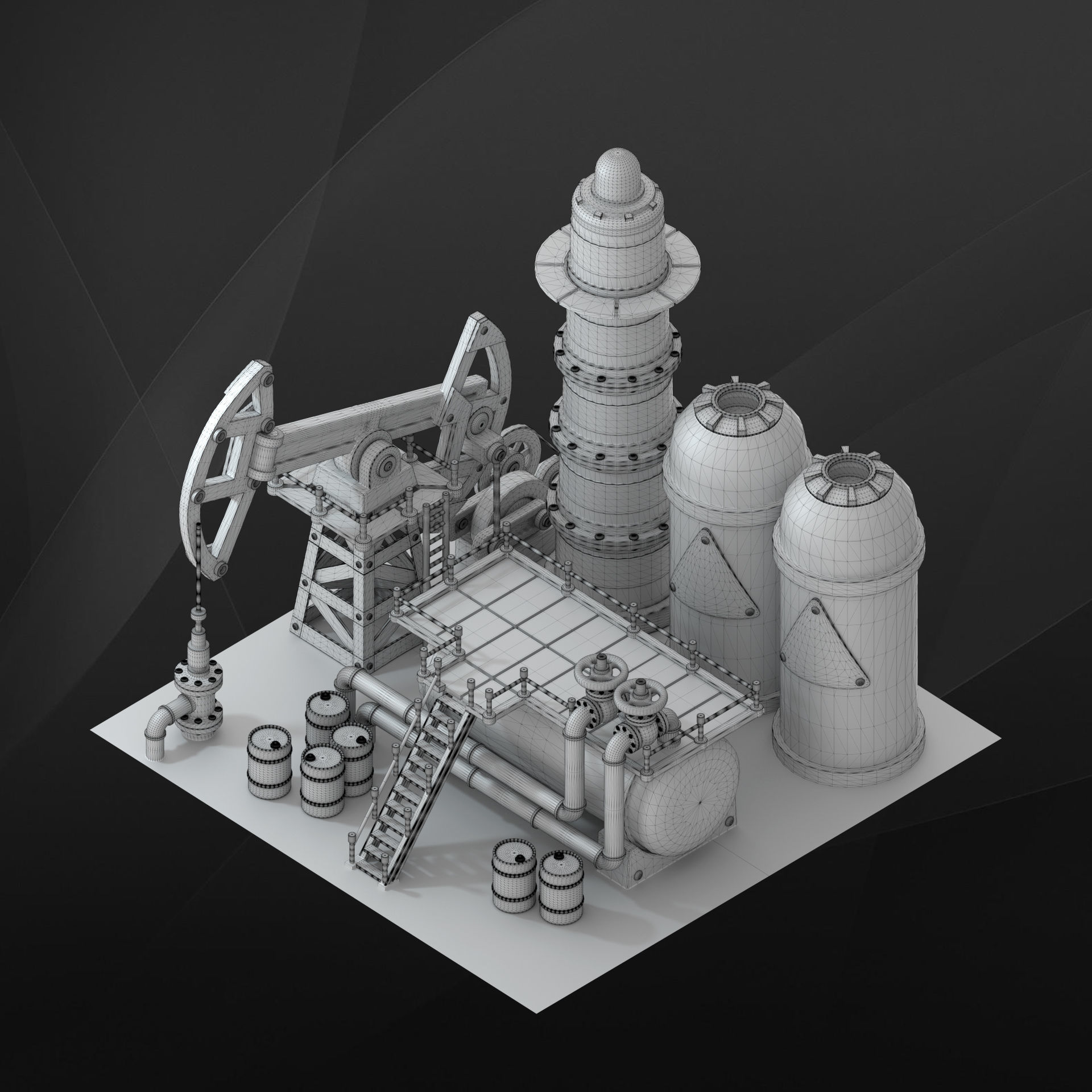 Game Building - Oil Derrick 3D model | CGTrader