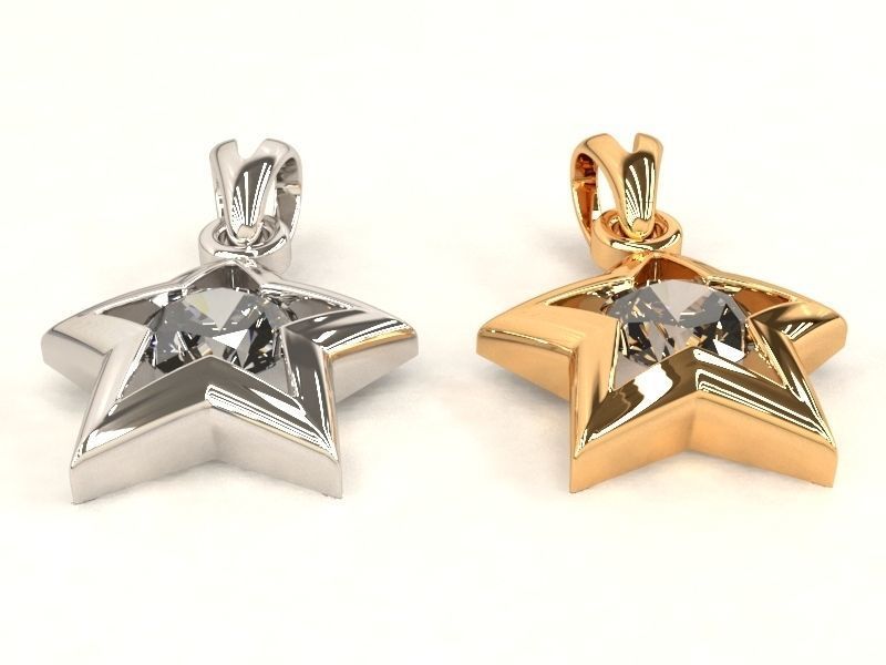 Star shape pendant with gemstone 3D model 3D printable | CGTrader