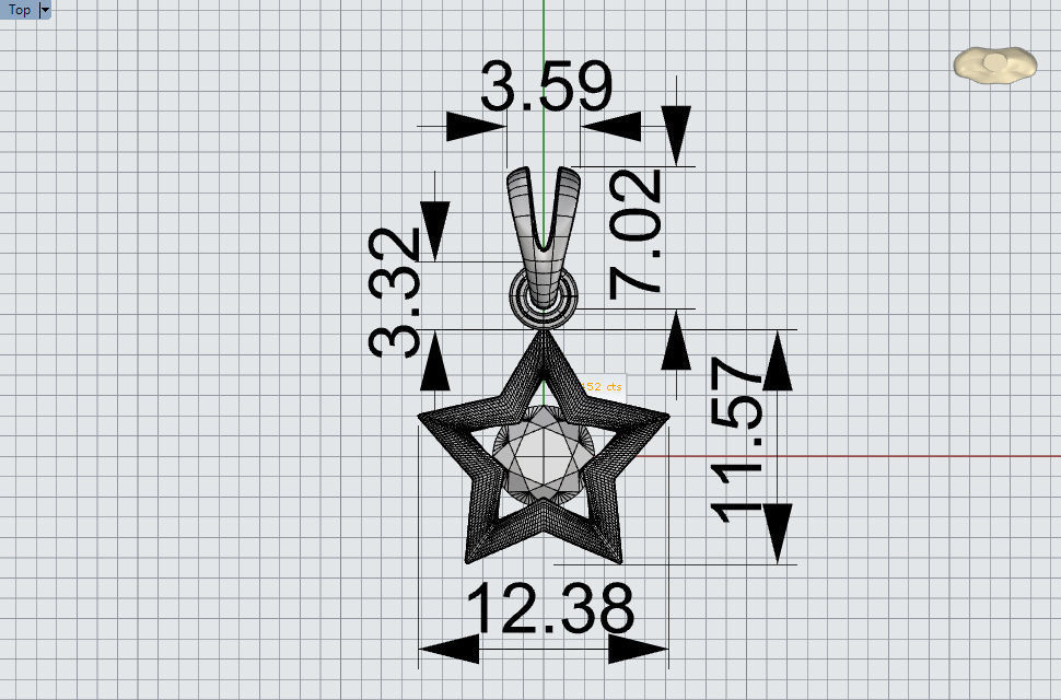 Star shape pendant with gemstone 3D model 3D printable | CGTrader