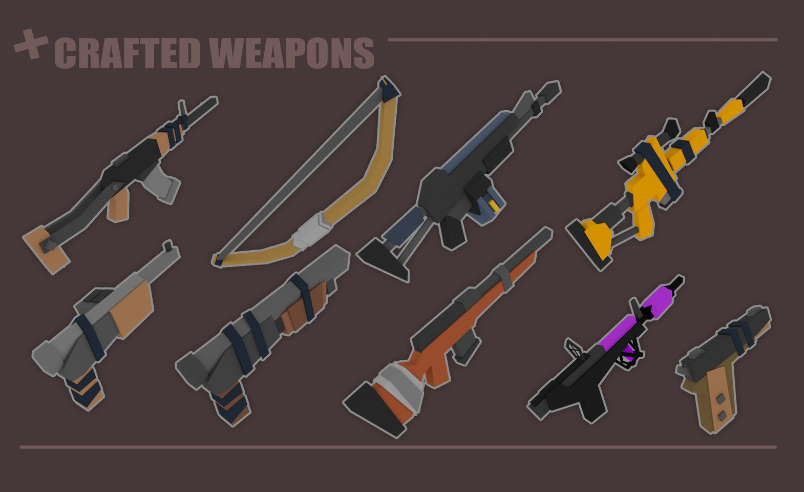 3D model SImple Weapons 100x - lowpoly pack VR / AR / low-poly | CGTrader