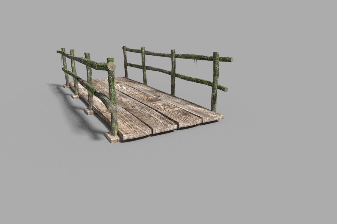 3D model low poly medieval wooden bridge VR / AR / low-poly | CGTrader