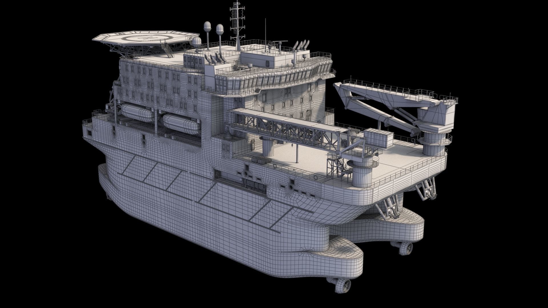 Ship 3d model - Offshore accommodation ship 84m 3D model animated ...
