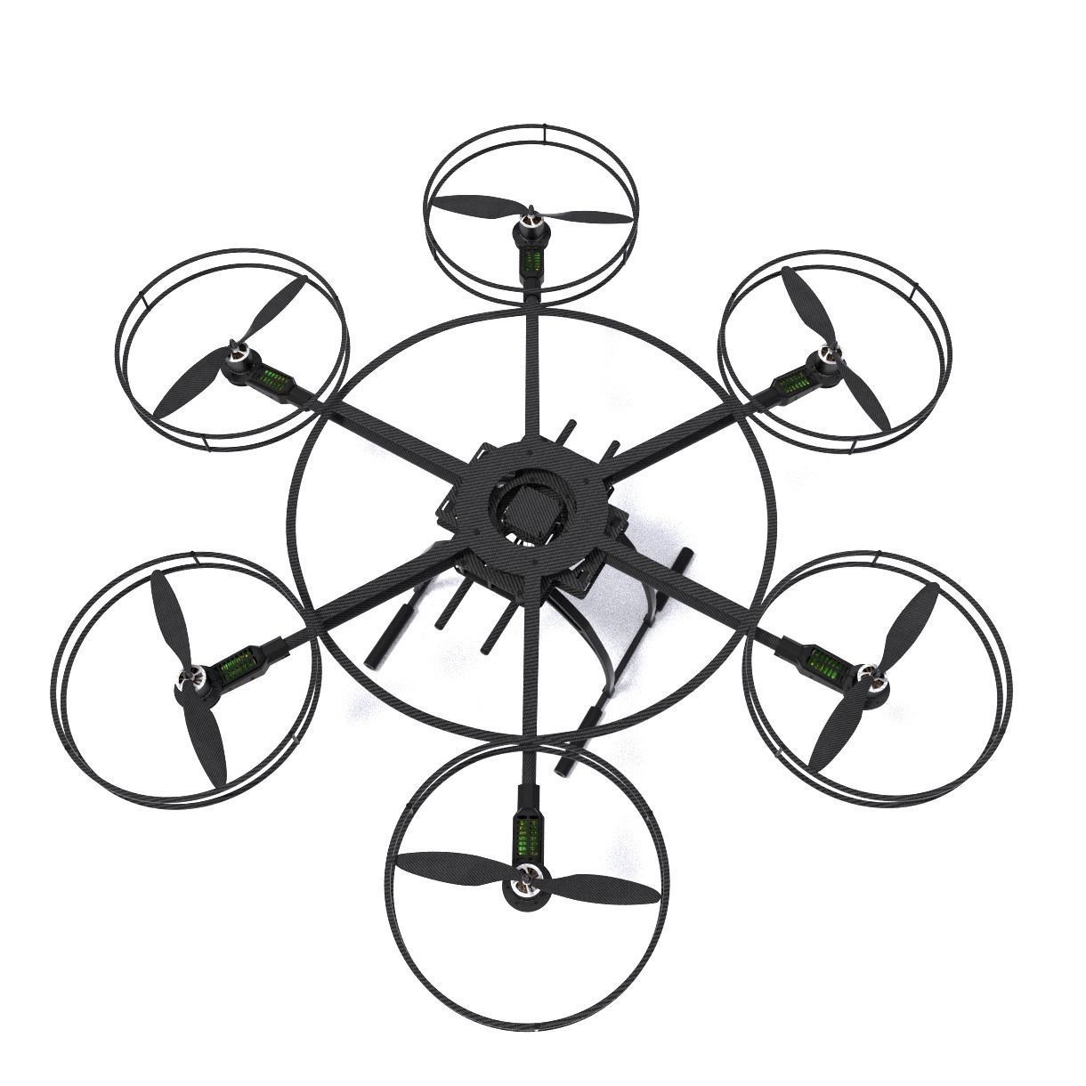 hexacopter drone 3D Model .obj .fbx .dxf .stl .blend - CGTrader.com
