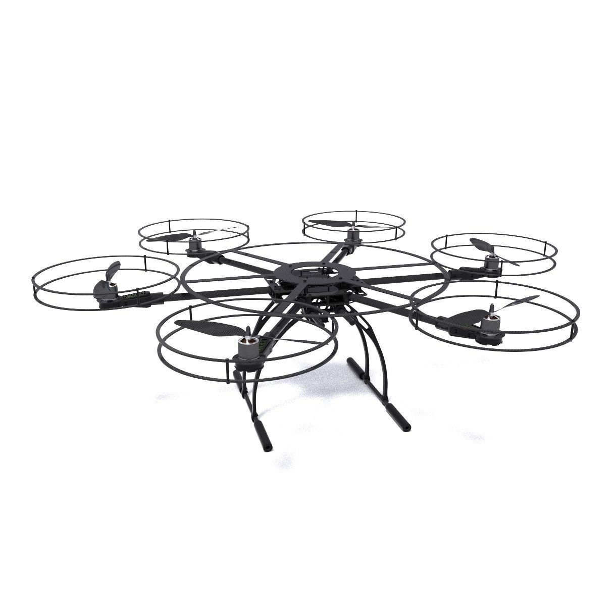 hexacopter drone 3D Model .obj .fbx .dxf .stl .blend - CGTrader.com