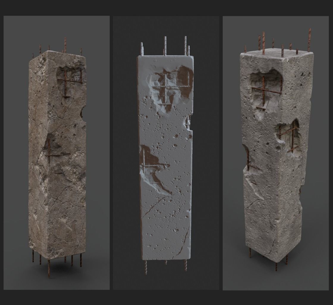 3D model OLD DAMAGED PILLAR VR / AR / low-poly | CGTrader