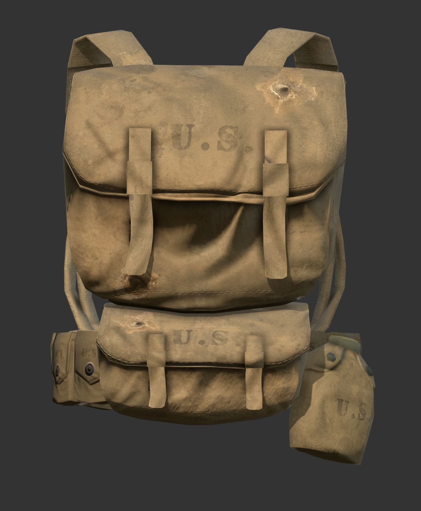3D model World War 2 American Soldier Backpack VR / AR / low-poly ...