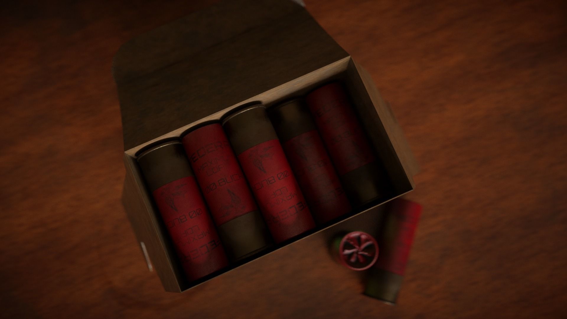 3D model Shotgun shell gauge 12 and Remington shell box VR / AR / low ...