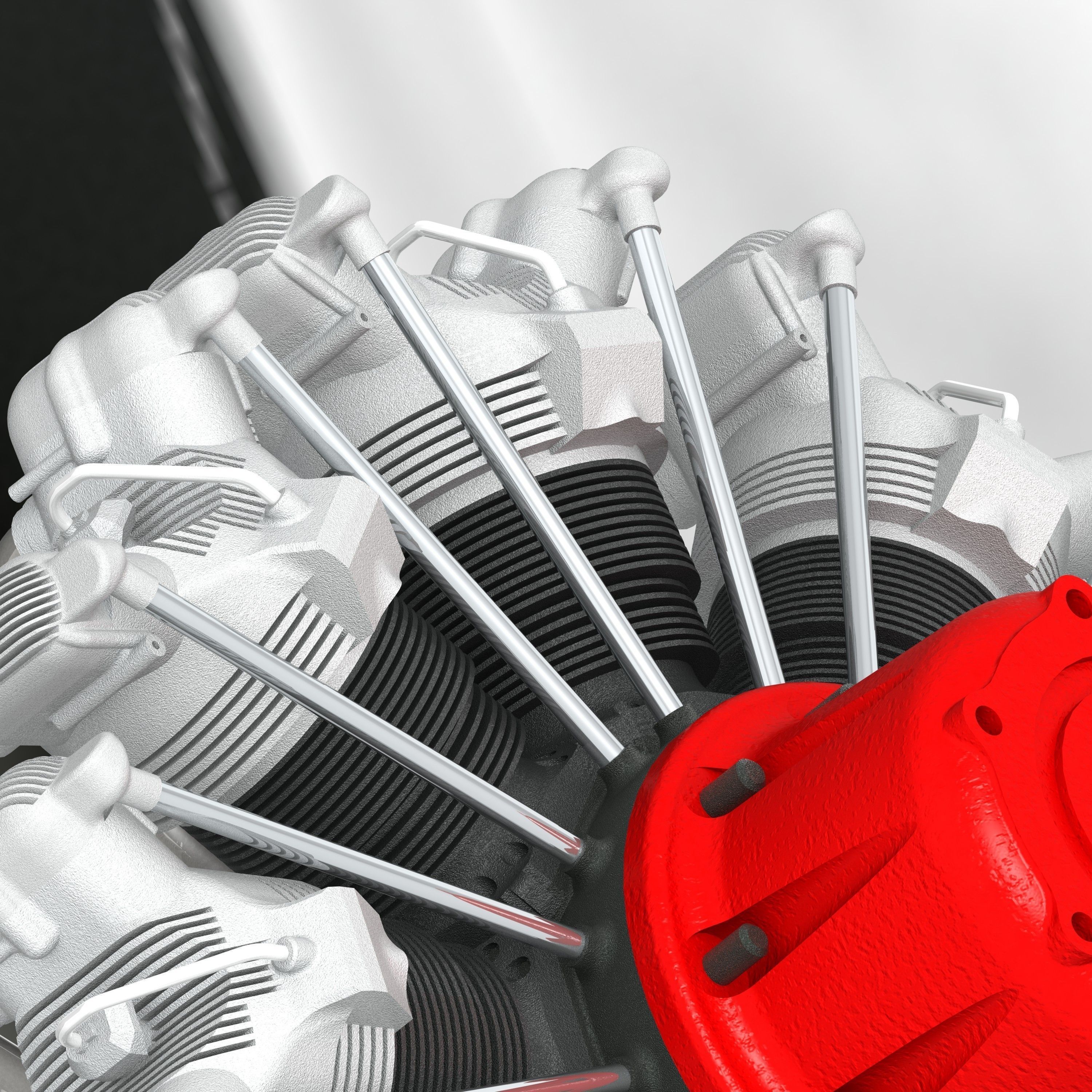 radial engine free 3D model | CGTrader