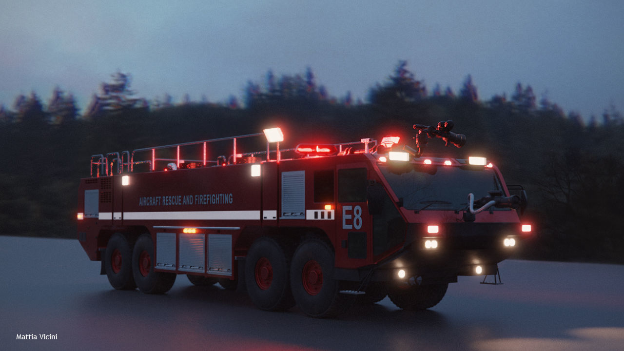 Airport Fire Truck ARFF Crash Tender 8x8 3D model | CGTrader