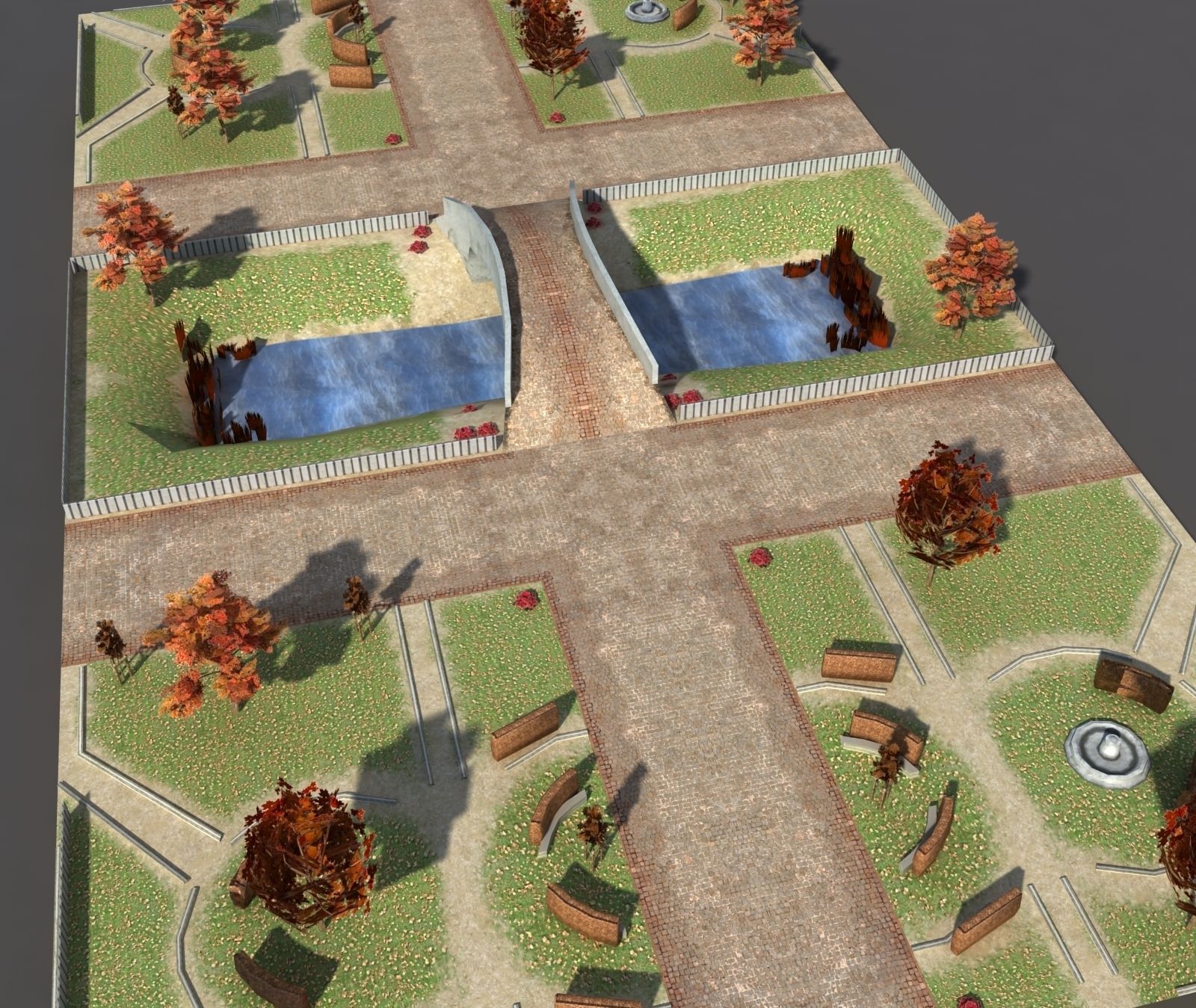 3D model Low Poly Park Autumn VR / AR / low-poly | CGTrader