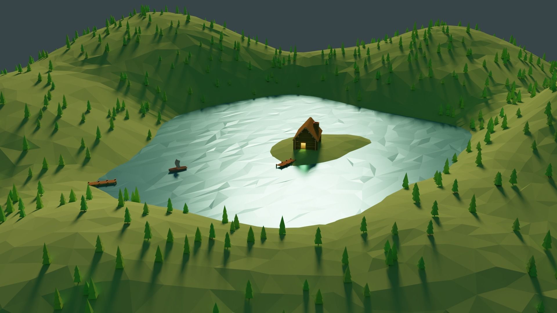 Lake Island cabin scene free VR / AR / low-poly 3D model | CGTrader