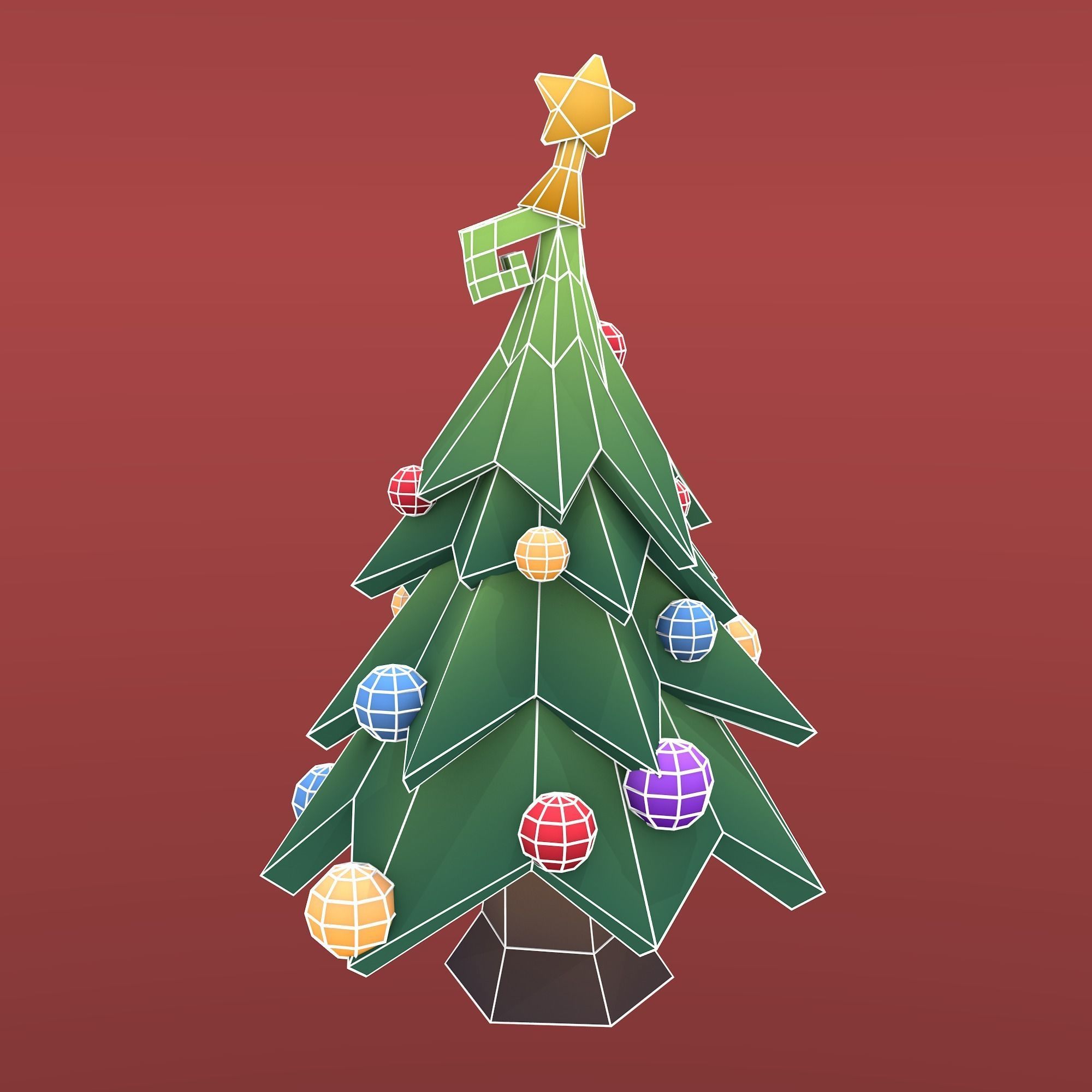 3D model Low Poly Tree - Christmas tree VR / AR / low-poly | CGTrader