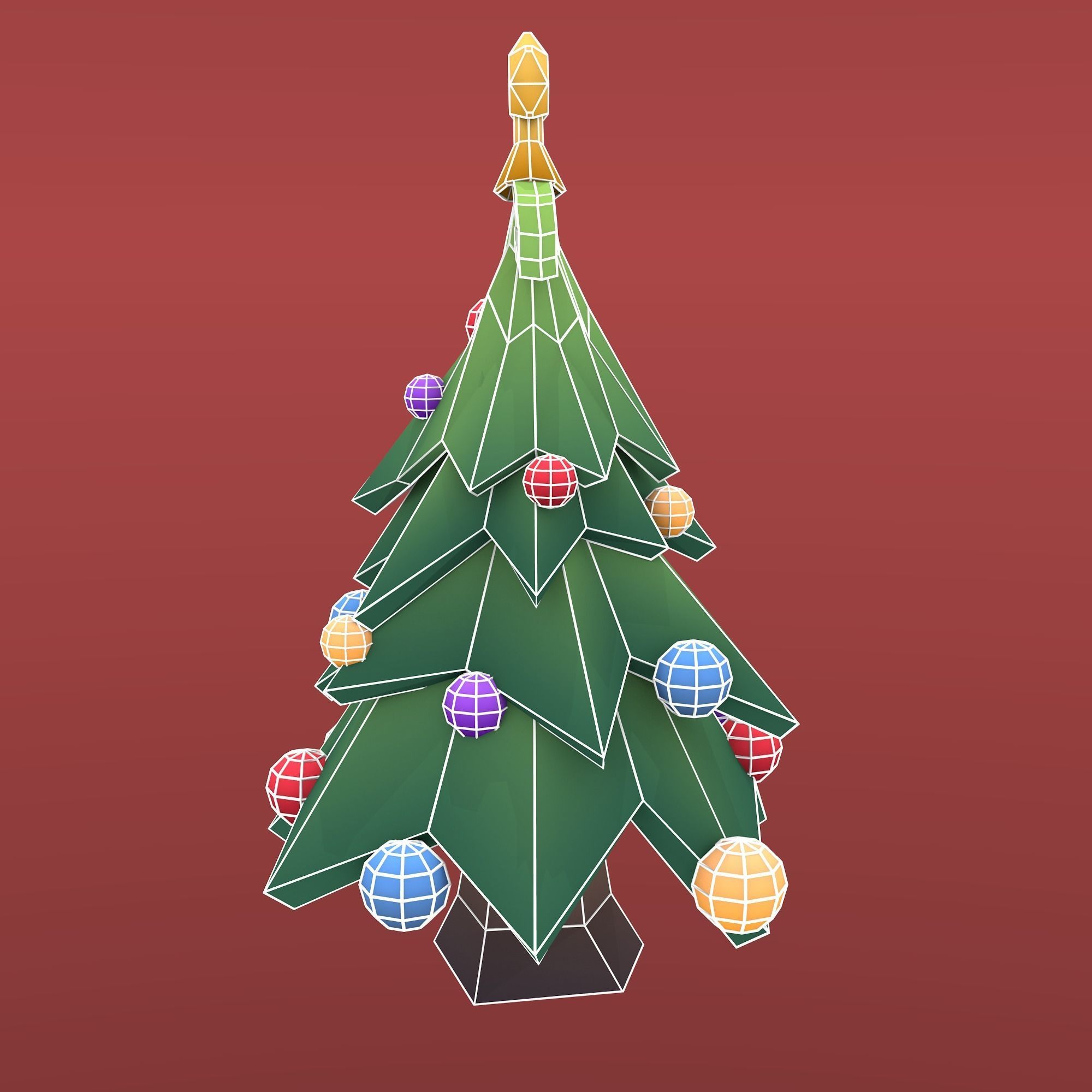 3D model Low Poly Tree - Christmas tree VR / AR / low-poly | CGTrader