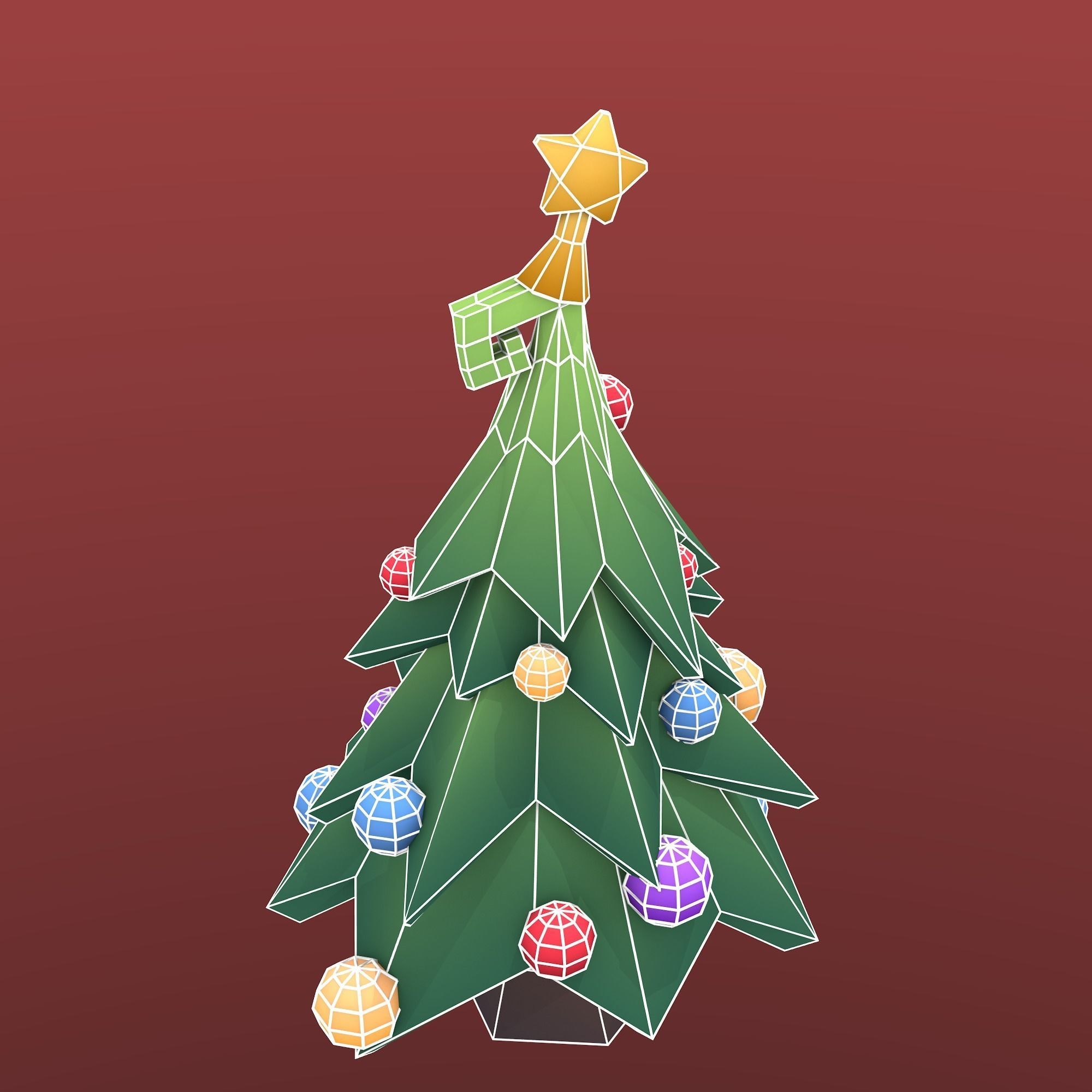 3D model Low Poly Tree - Christmas tree VR / AR / low-poly | CGTrader