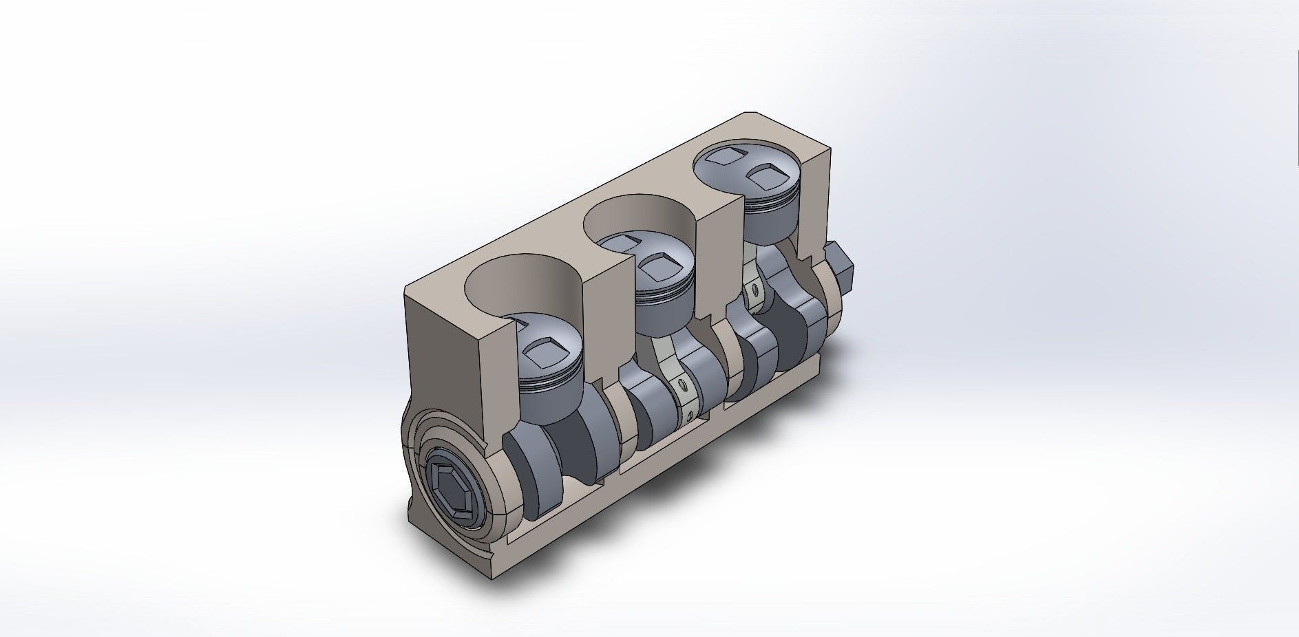 Three-Cylinder Engine 3D model 3D printable | CGTrader
