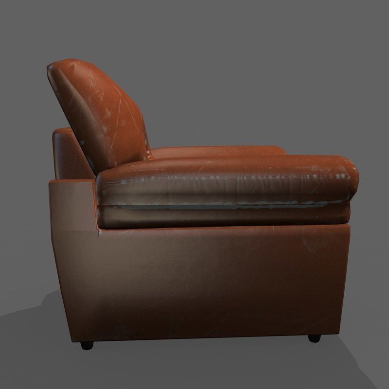 3D model Low Poly Armchair Model leather chair VR / AR / low-poly ...