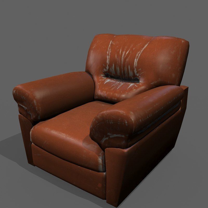 3D model Low Poly Armchair Model leather chair VR / AR / low-poly ...