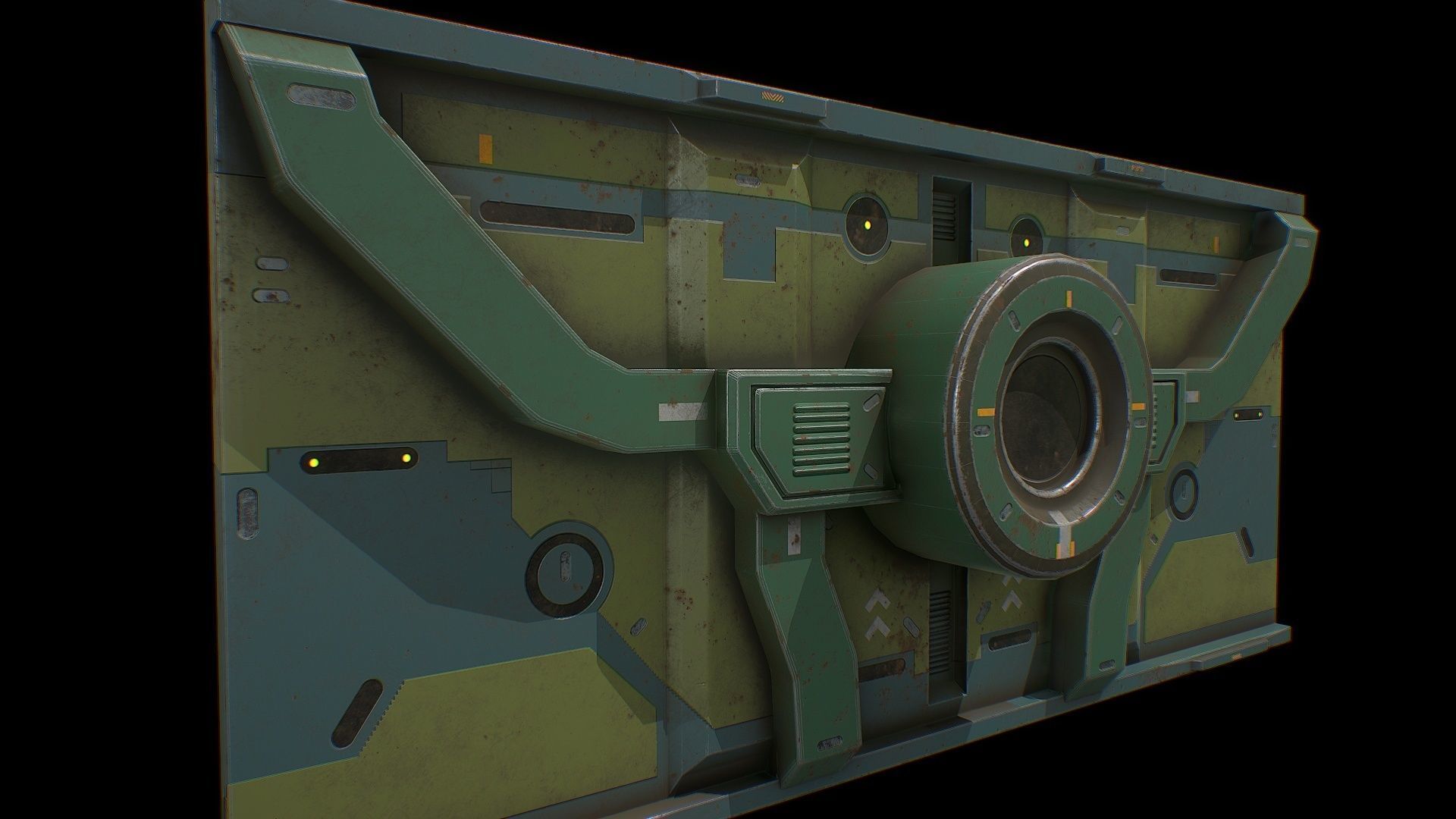 3D model Low poly sci fi military wall pattern environment asset VR ...