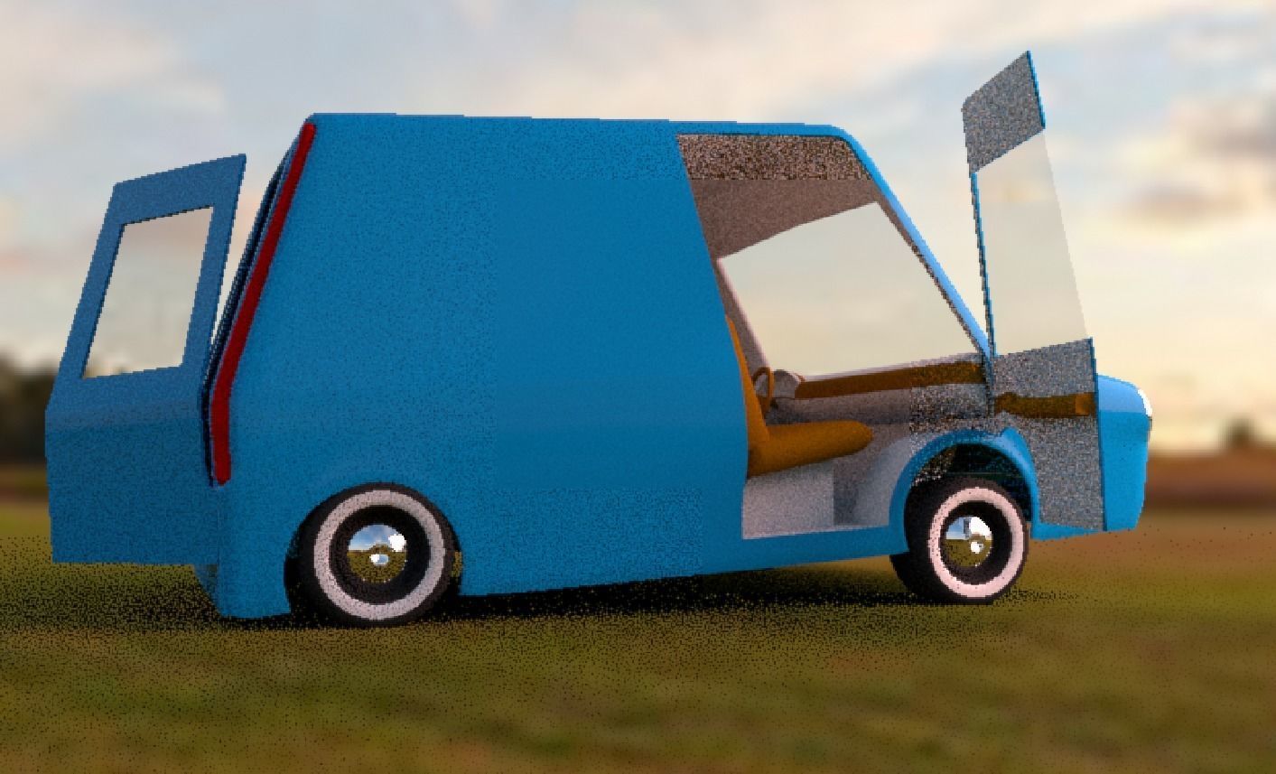 Practical cartoon car transit 60s PARODY 3D model | CGTrader
