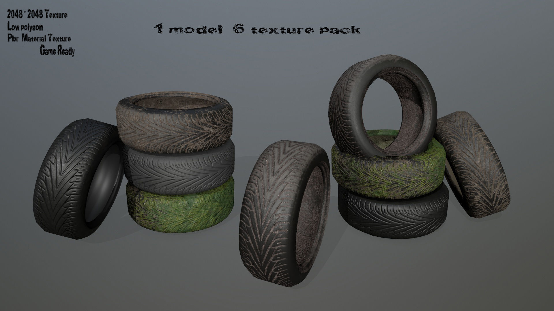 3D model Tire 3 tyres texture pack VR / AR / low-poly | CGTrader