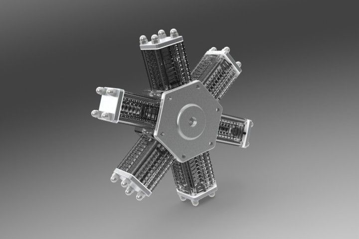 Pneumatic 6 Cylinder Radial Engine free 3D model | CGTrader