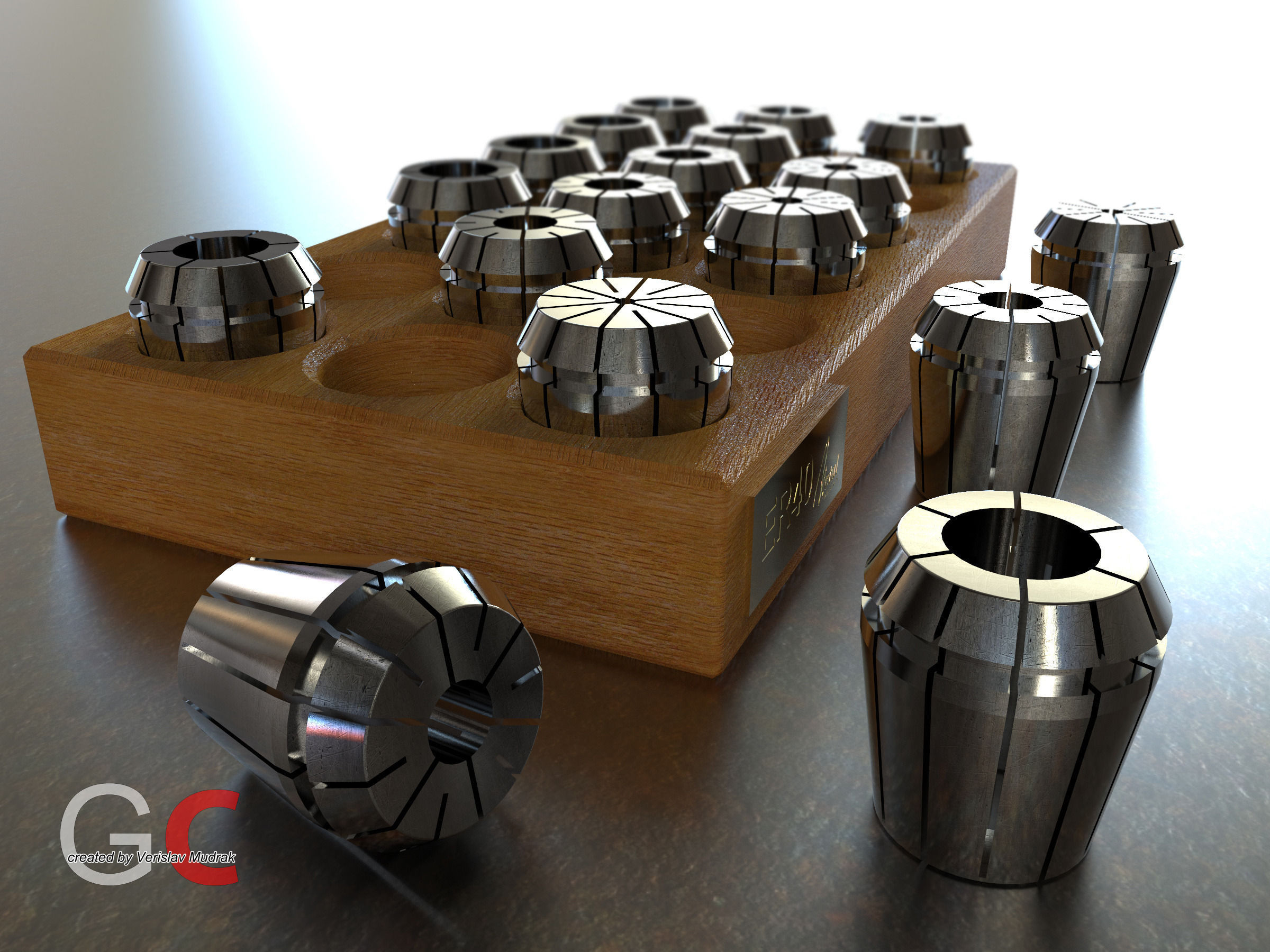 Collet set ER40 free 3D model | CGTrader