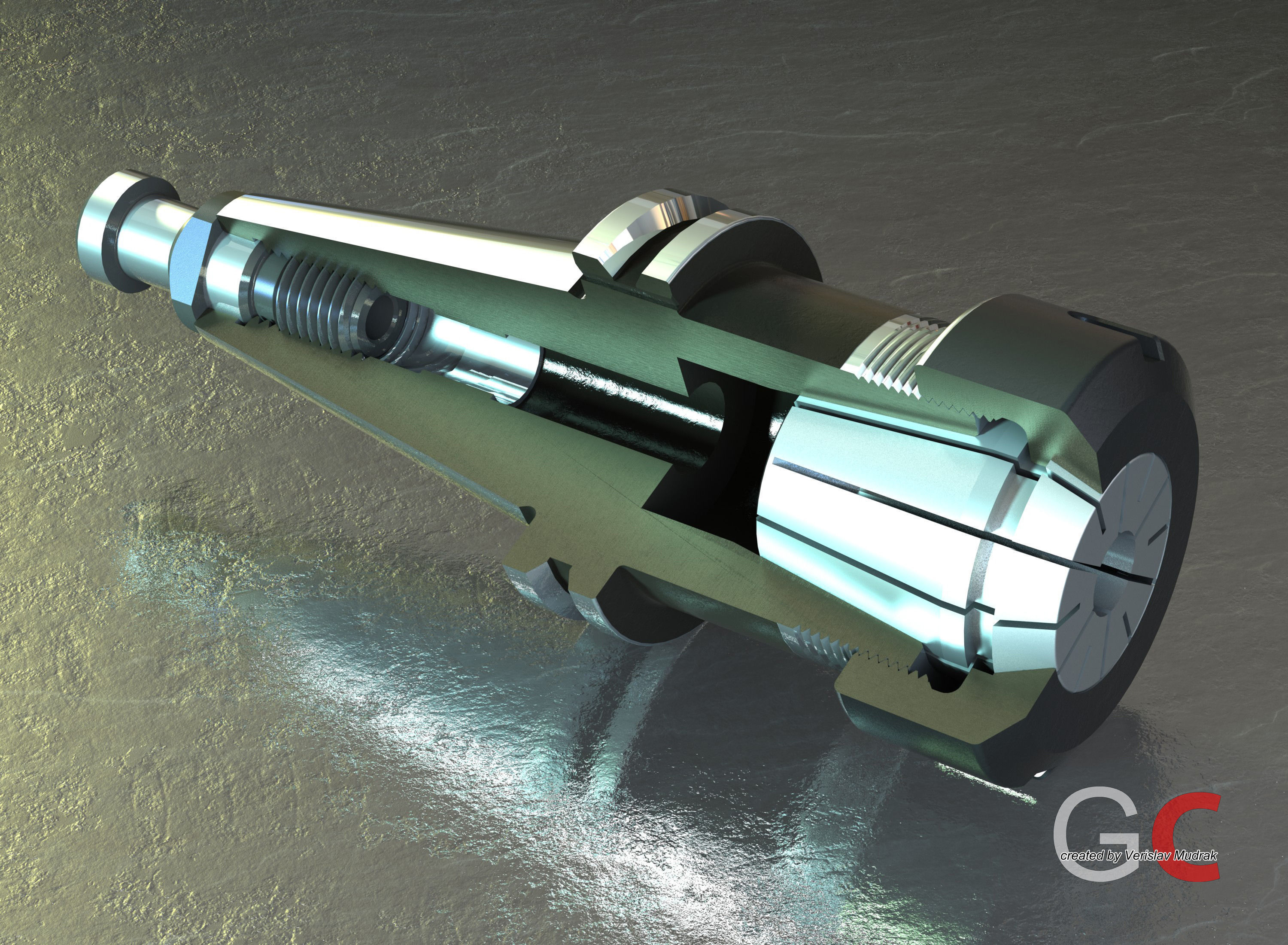 Collet chuck ER40 free 3D model | CGTrader