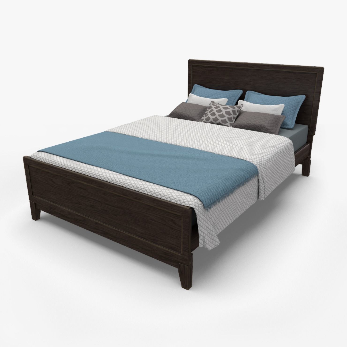 3D model 3D Queen Size Rustic Bed model VR / AR / low-poly | CGTrader