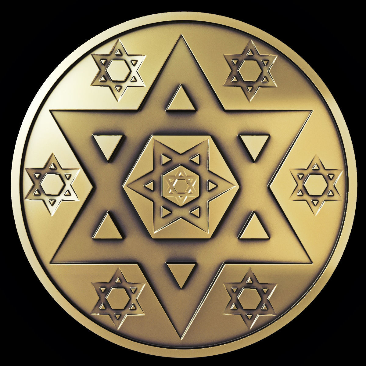 Star of David Coin 3D model 3D printable | CGTrader