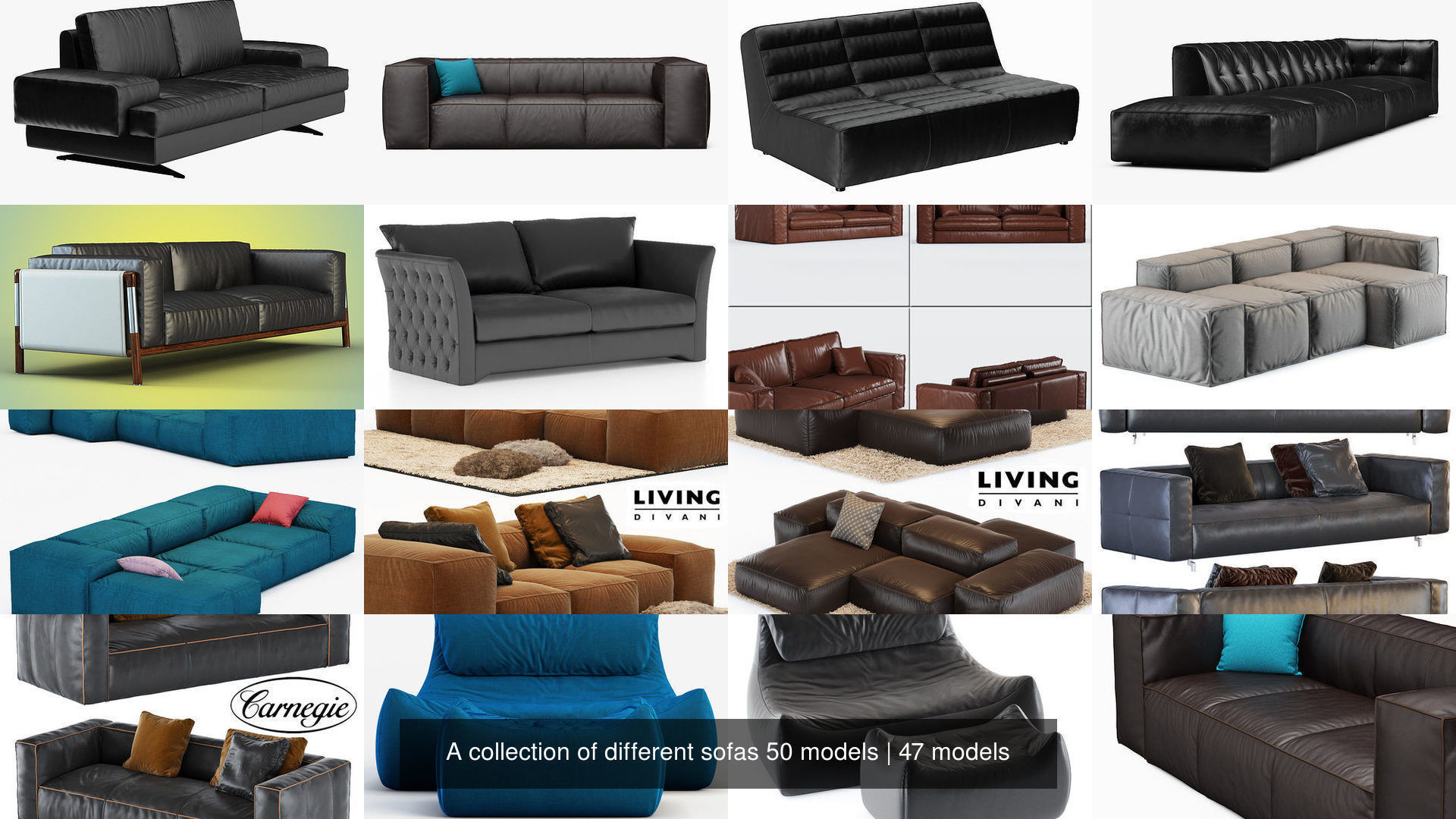 A collection of different sofas 50 models VR / AR / low-poly | CGTrader