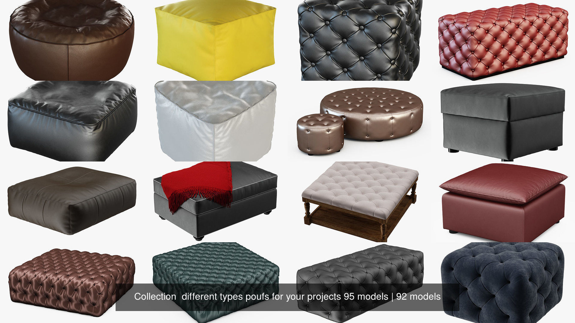 Collection different types poufs for your projects 95 models | CGTrader