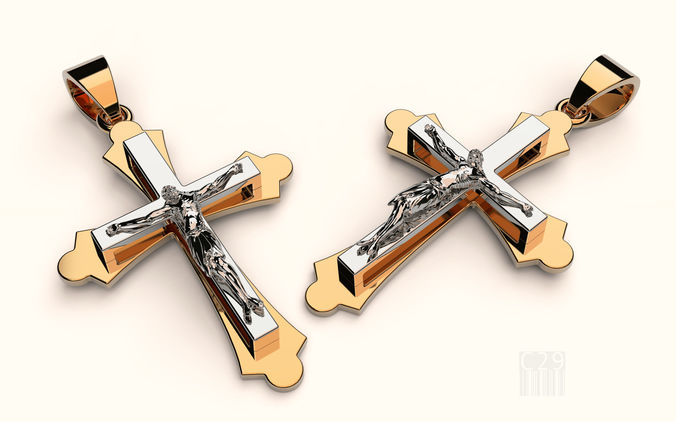 Golden cross with Jesus 3D model 3D printable | CGTrader