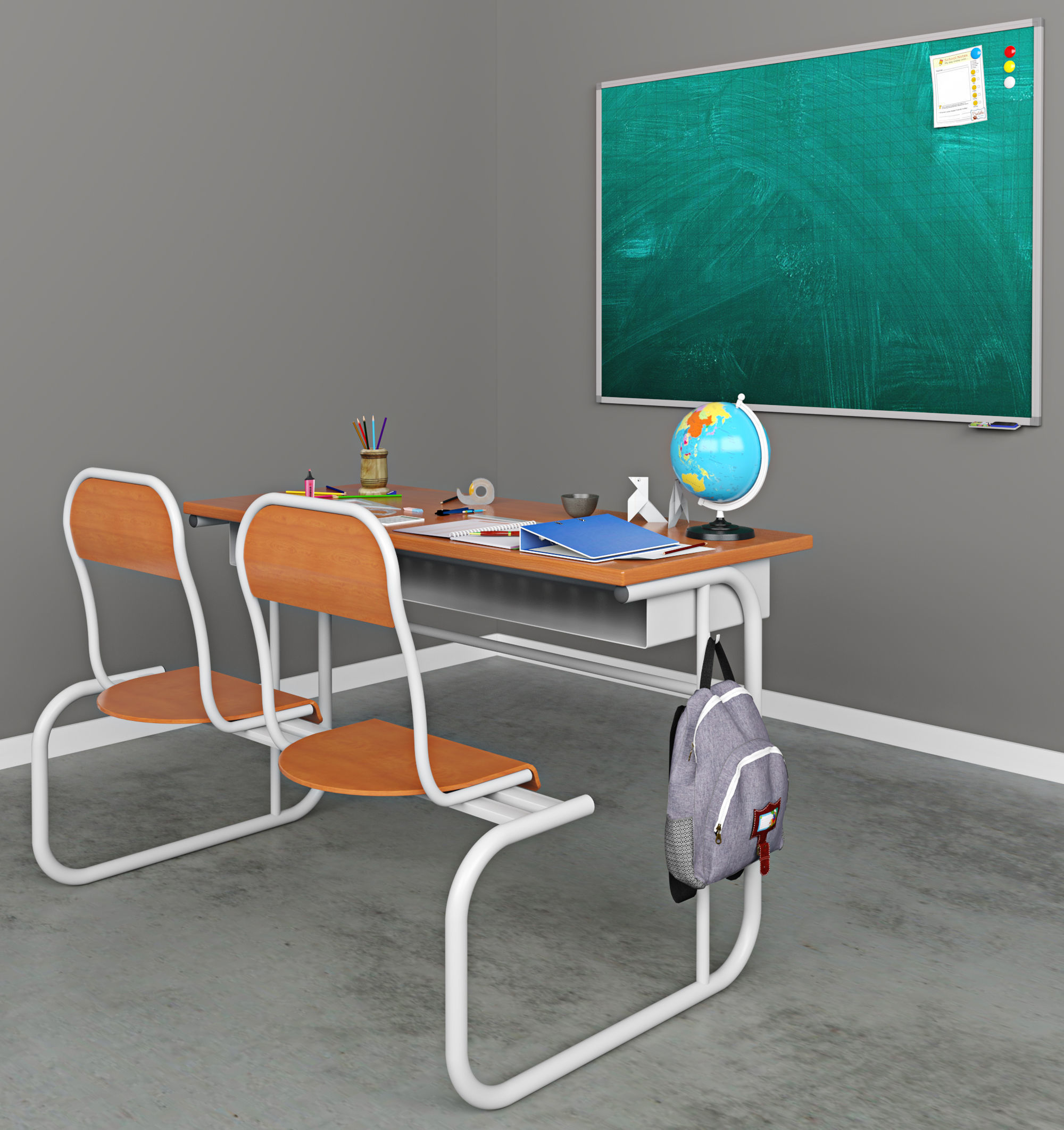 School supplies 3D model | CGTrader