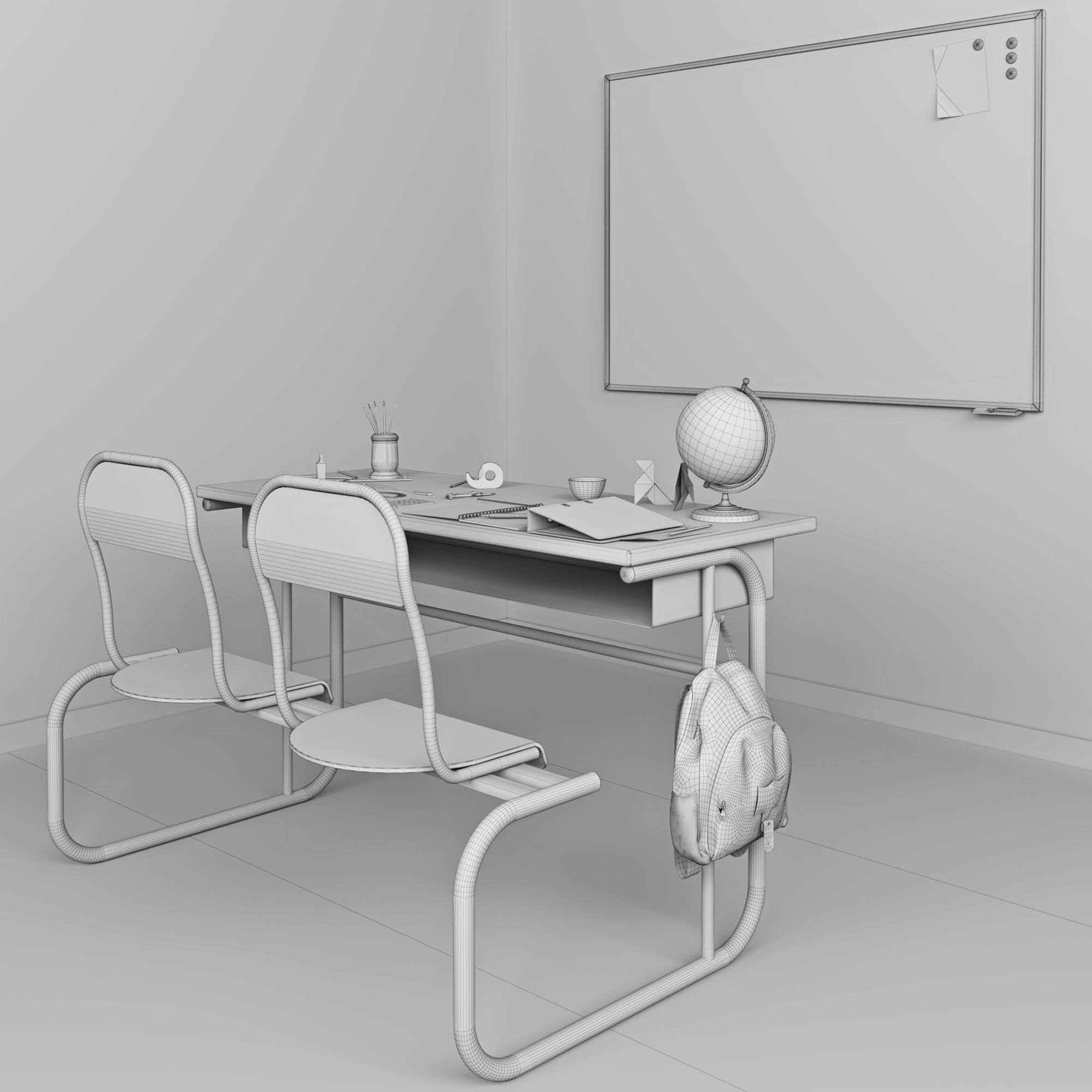 School supplies 3D model | CGTrader