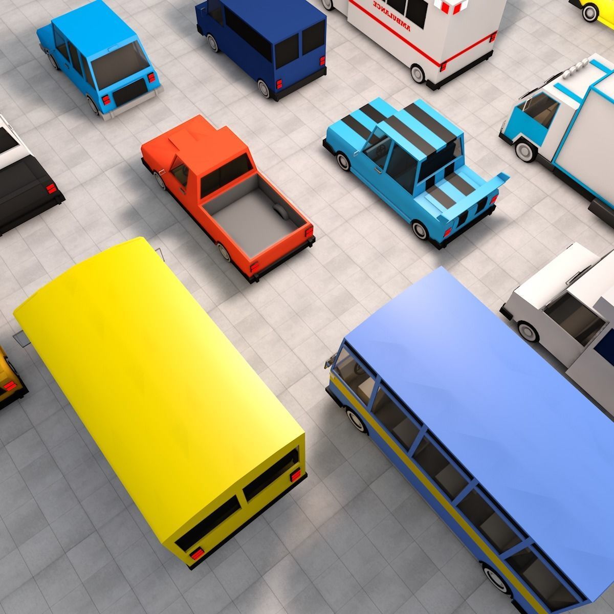 Cartoon car pack 3D model | CGTrader