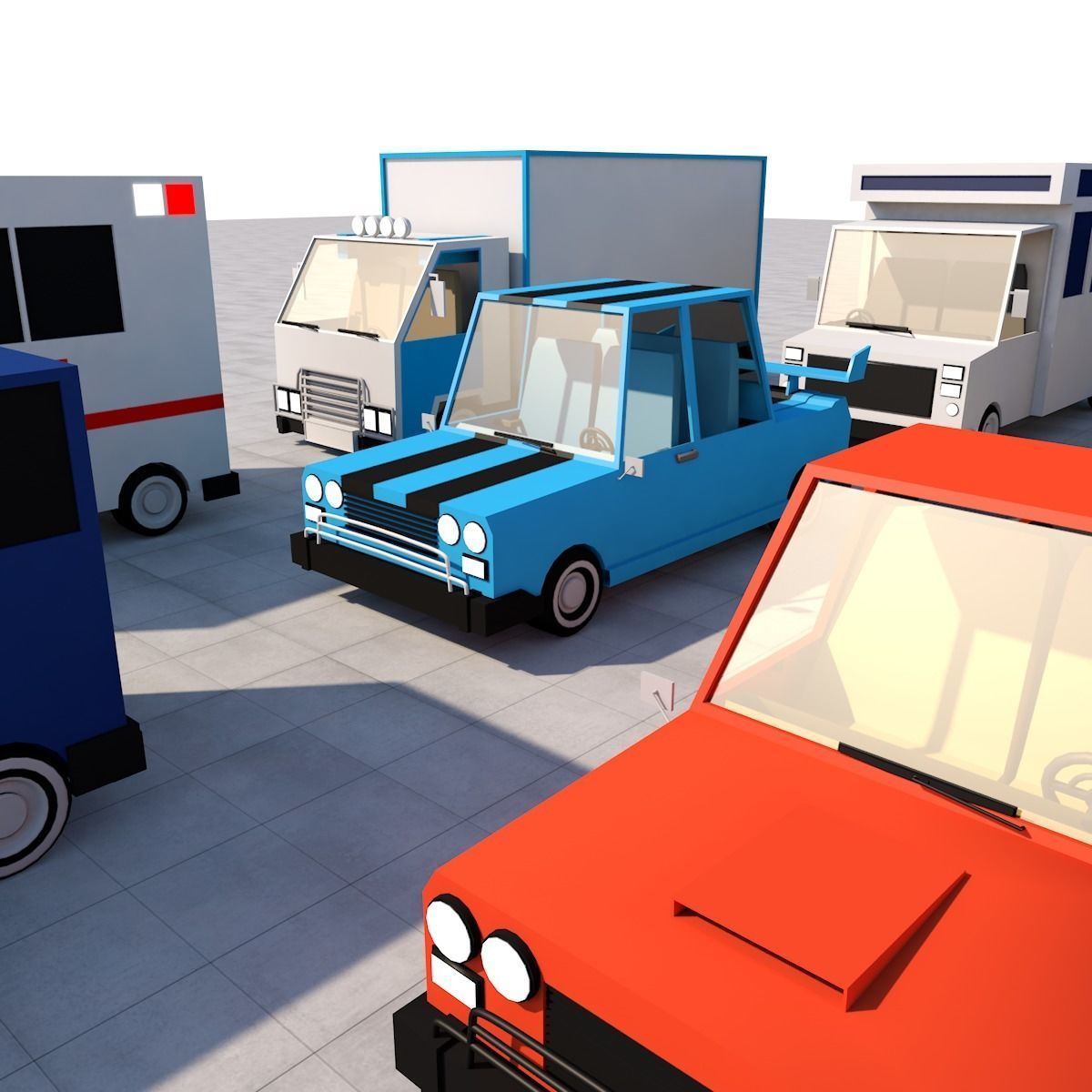 Cartoon car pack 3D model | CGTrader