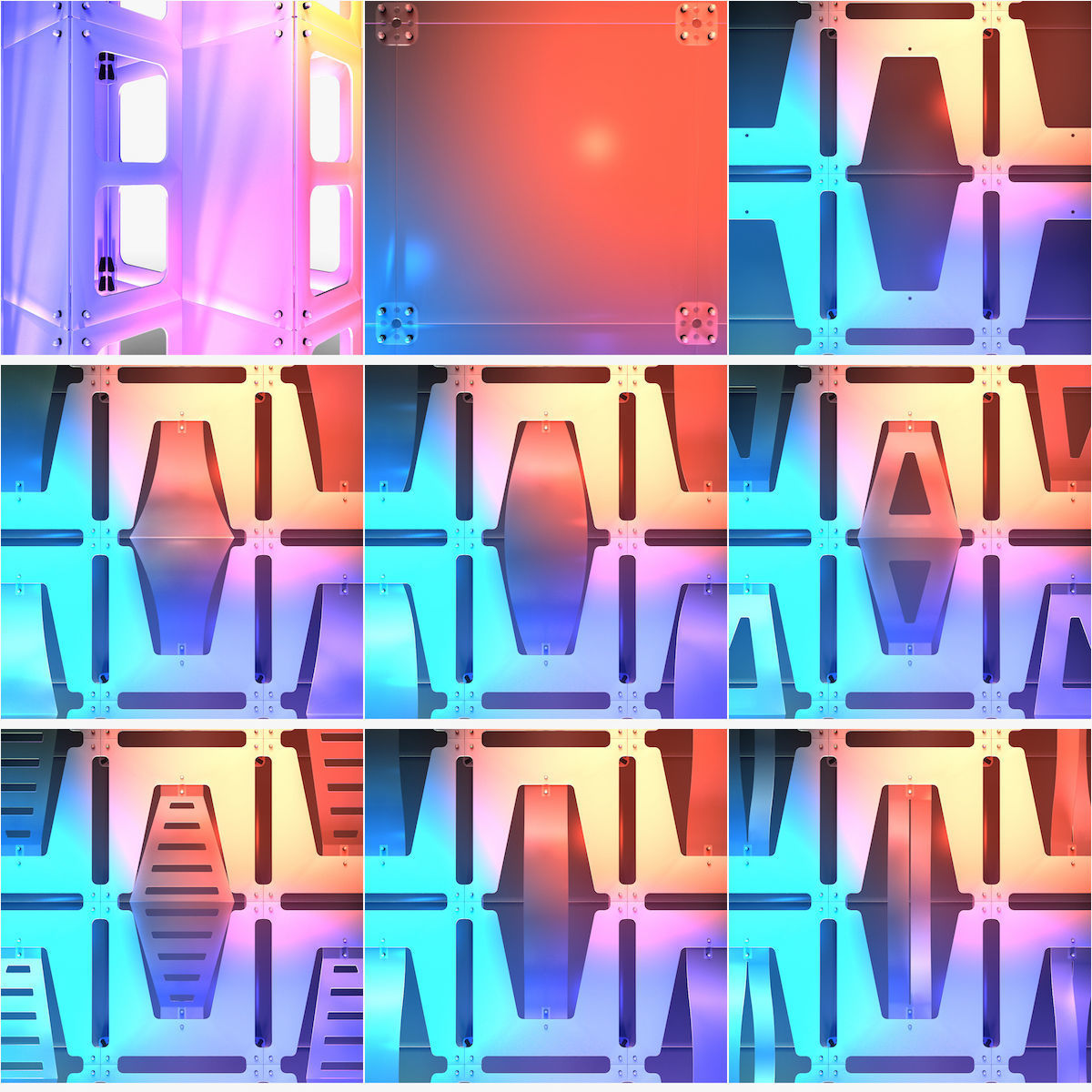 Stage Decor Collection 04 Modular Wall Column 9 Pieces | CGTrader