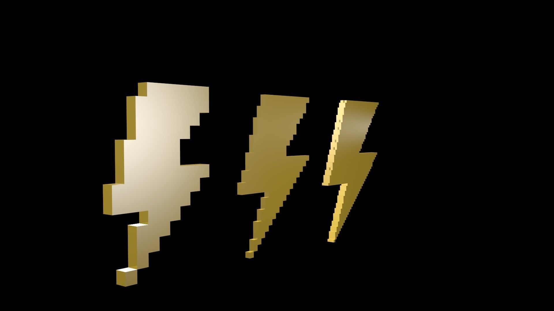 Thunder symbols voxel 3D model | CGTrader